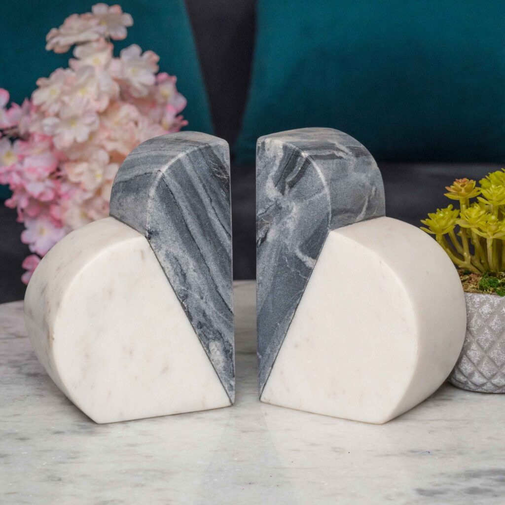 WHITE GREY MARBLE BOOKEND - LUXLINA